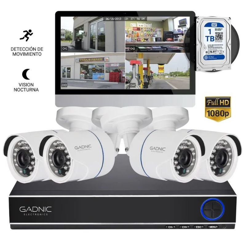 Cámaras de Seguridad x4 + DVR 8CH Gadnic SX14 Interior / Exterior IP ...