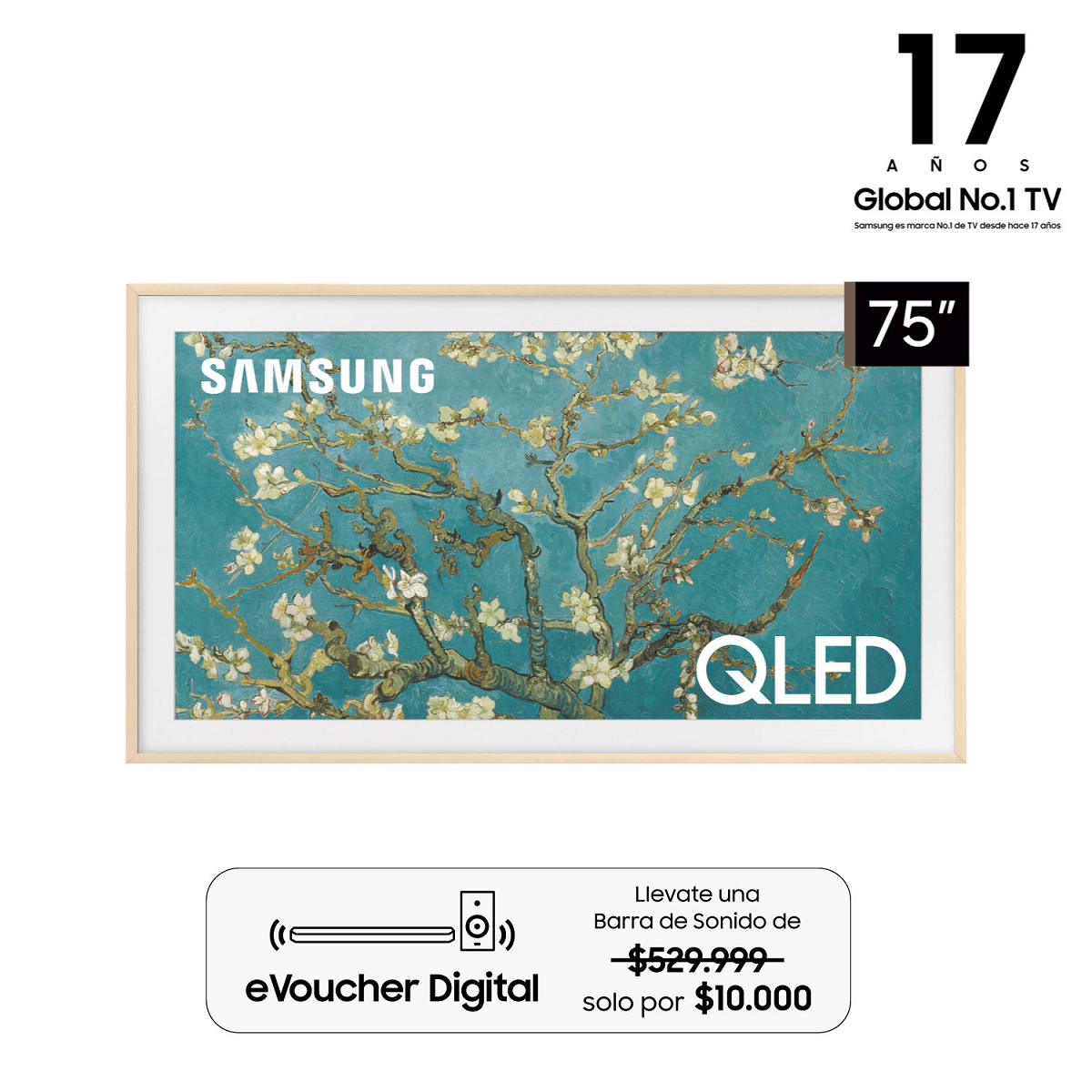 Smart QLED TV 4K The Frame 75" Samsung QN75LS03BAGCZB - Coppel