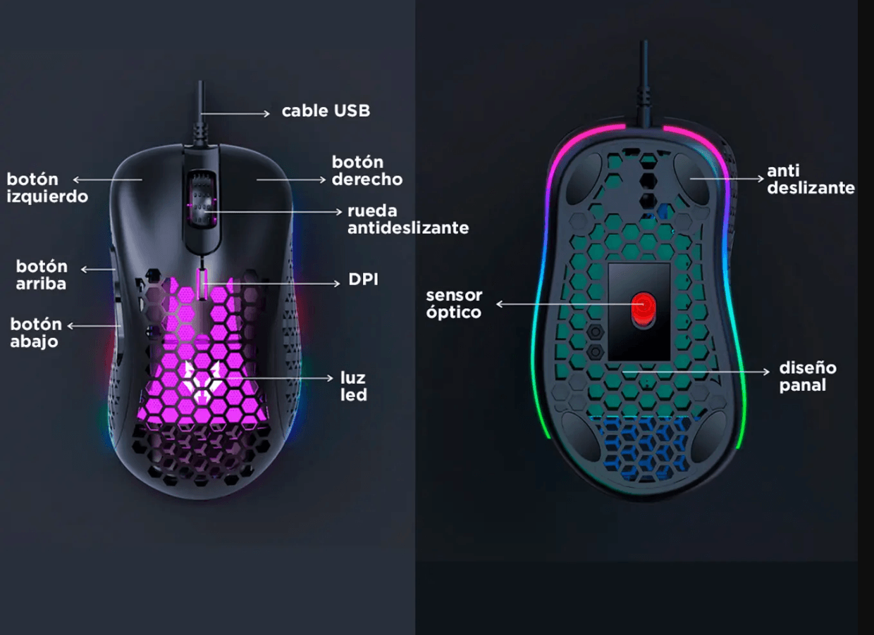 Mouse Con Cable Gamer Gadnic RGB GAMER030 - Coppel